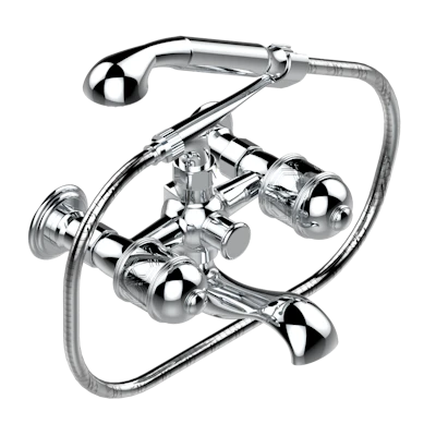 Wall mounted 2-hole bath/shower mixer, shower and hose | U4E-13B ...