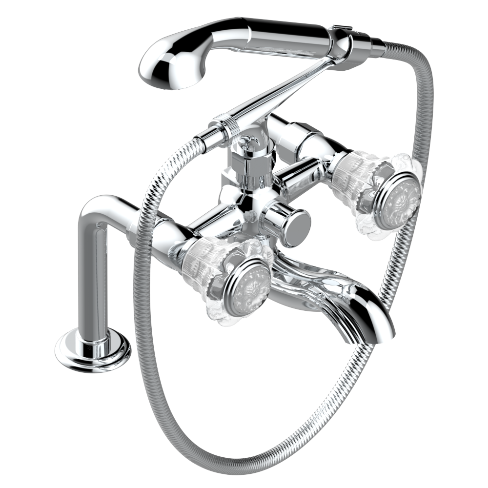 Rim mounted 2-hole bath/telephone shower mixer, shower and hose | A41 ...